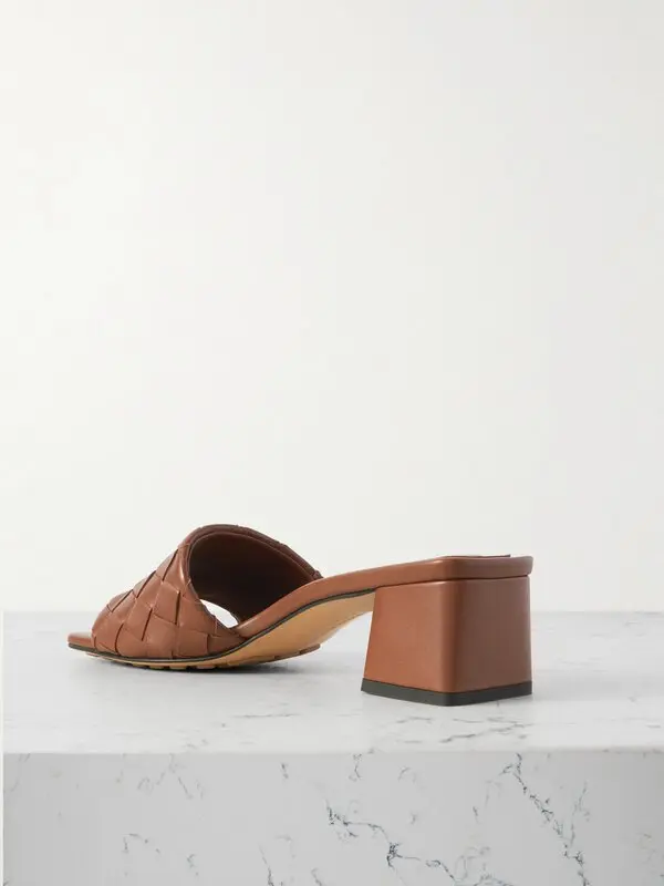 Bottega Veneta Riva Intrecciato Leather Mules - Brown