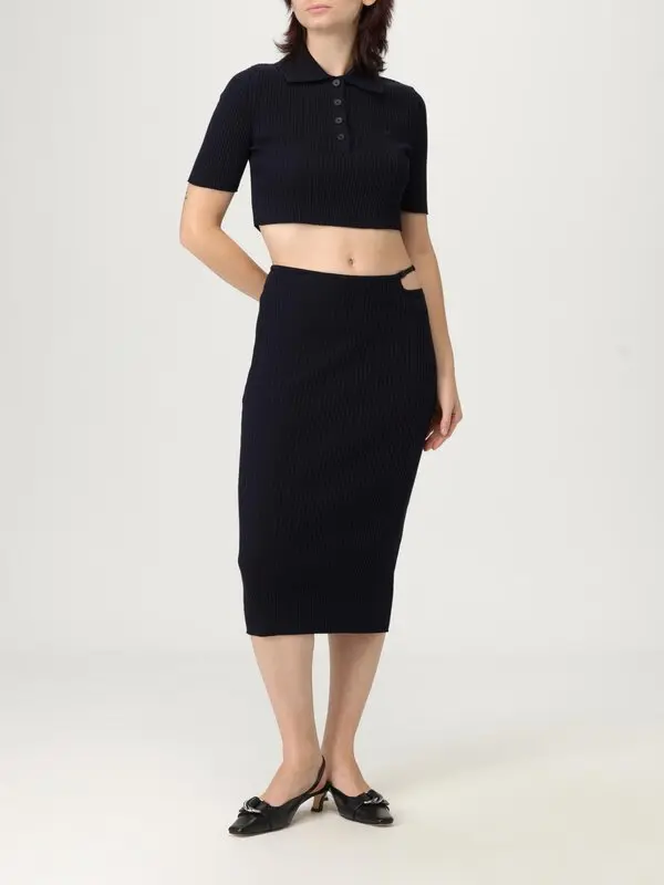 COURREGES Ribbed Midi Skirt With Cutout Detail