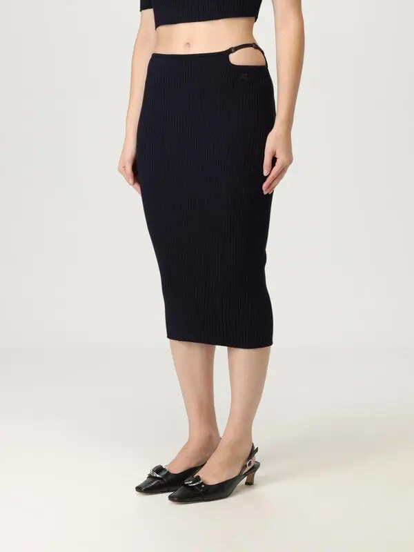 COURREGES Ribbed Midi Skirt With Cutout Detail