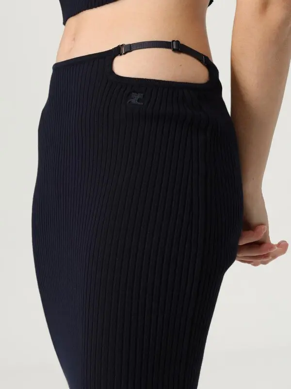 COURREGES Ribbed Midi Skirt With Cutout Detail