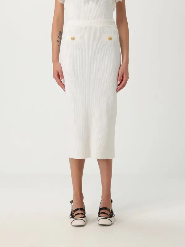 Alessandra Rich Ribbed Knit Skirt - White