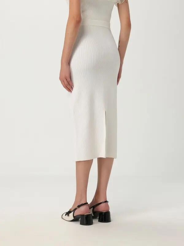 Alessandra Rich Ribbed Knit Skirt - White