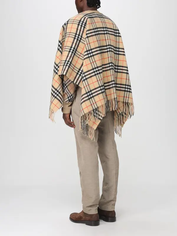 Burberry Checked Poncho With Fringe