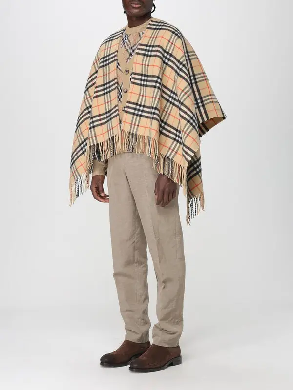 Burberry Checked Poncho With Fringe