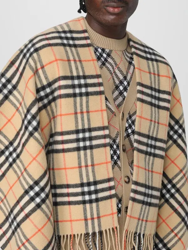 Burberry Checked Poncho With Fringe