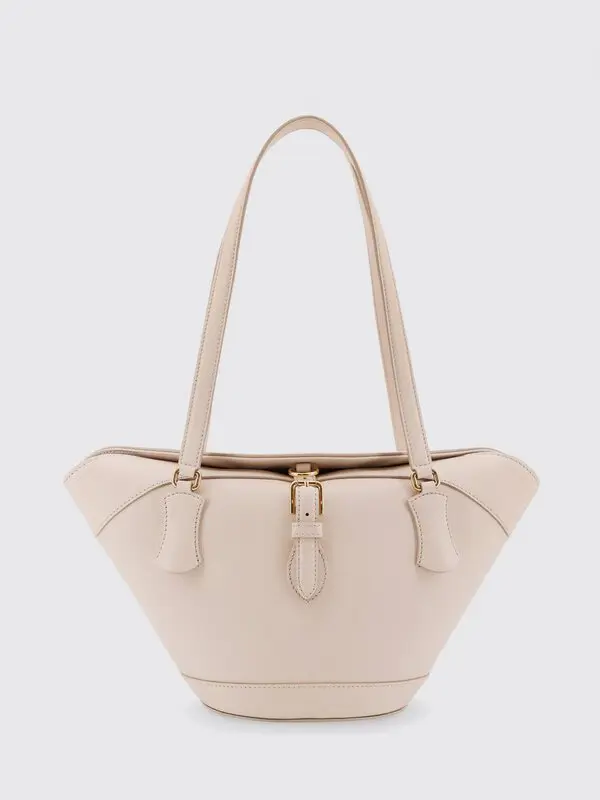 Dolce & Gabbana Leather Shoulder Bag With Buckle Detail - Ivory