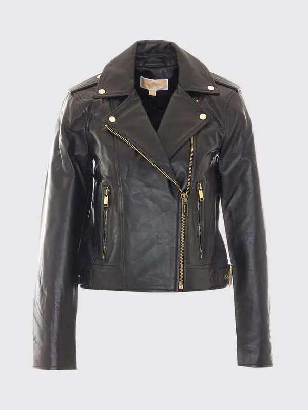 Michael Kors Slim Fit Studded Lamb Leather Biker Jacket