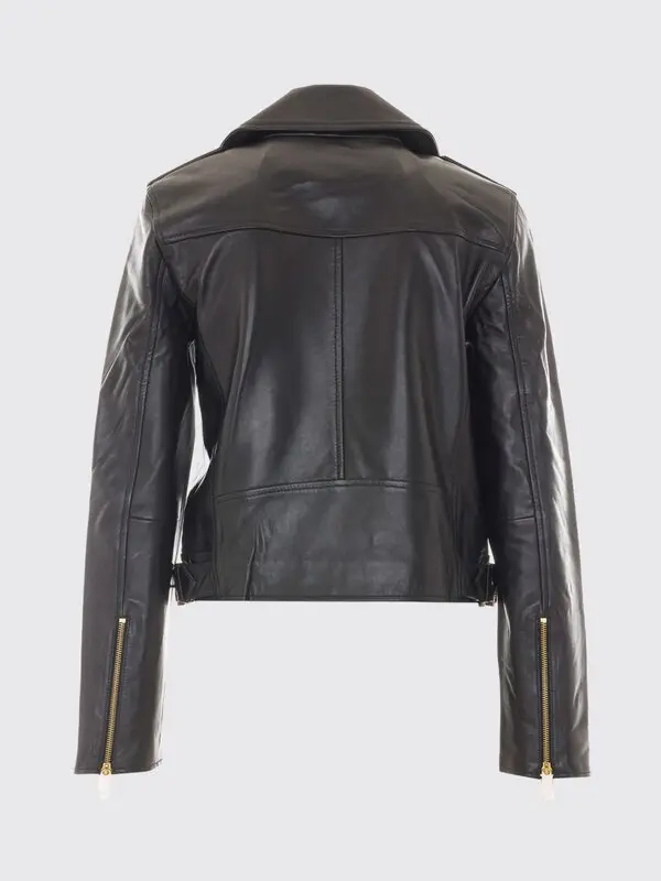 Michael Kors Slim Fit Studded Lamb Leather Biker Jacket
