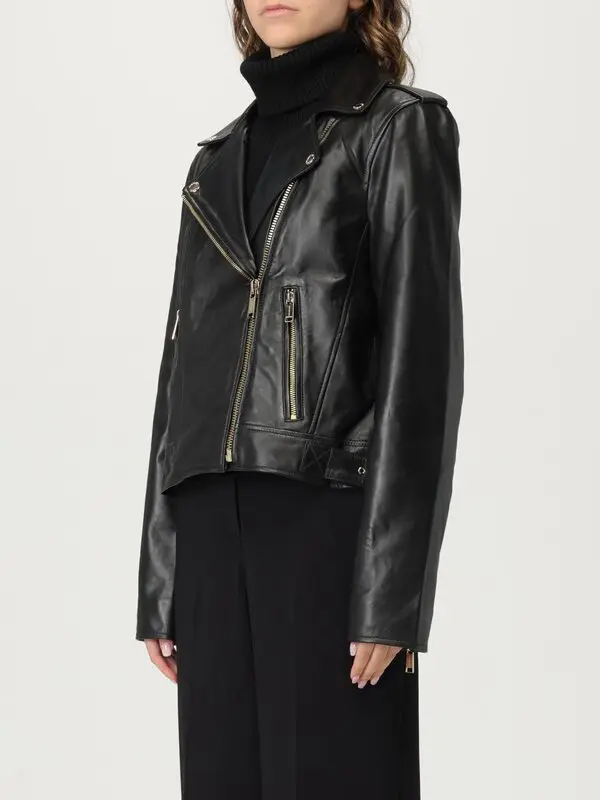 Michael Kors Slim Fit Studded Lamb Leather Biker Jacket