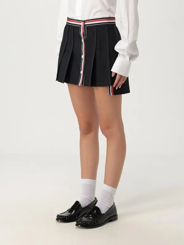 Thom Browne Pleated Mini Skirt With Tricolor Detail