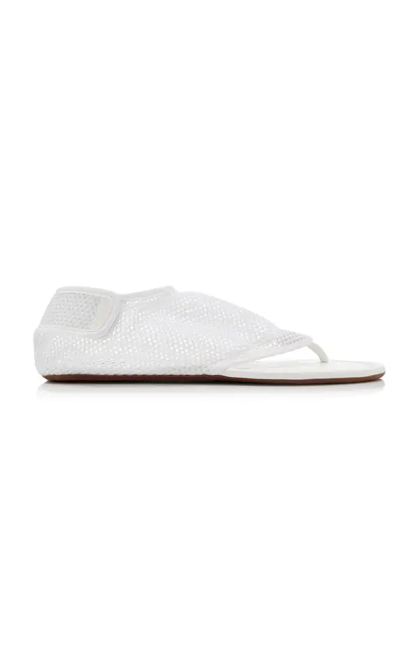 Alaïa Fishnet Thong Sandals - White