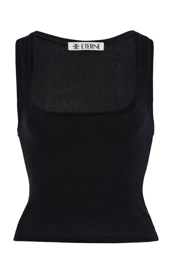 Eterne Ribbed Cotton-modal Tank - Black