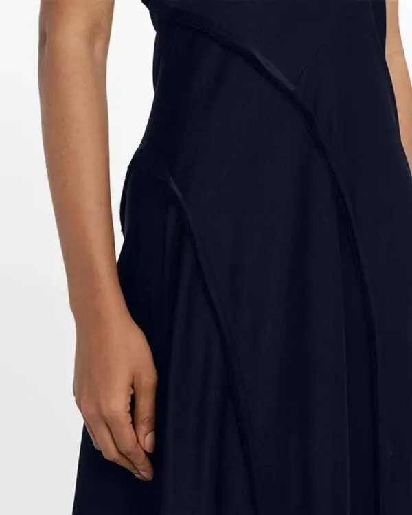 JASON WU Sleeveless Crepe Back Satin Bias Slip Gown - Navy