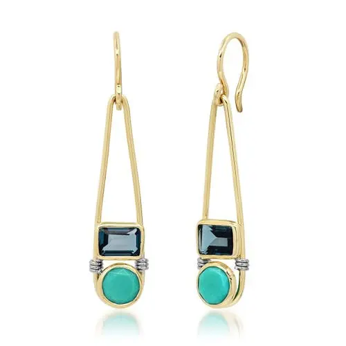 ELLIOT YOUNG Candy Rush" Double Gemstone Linear Earrings - Blue