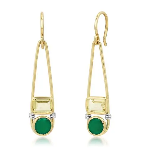 ELLIOT YOUNG Candy Rush Double Gemstone Linear Earring - Green
