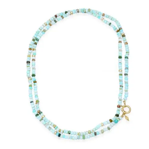 ELLIOT YOUNG Beaded Rondelle Necklace - Aqua