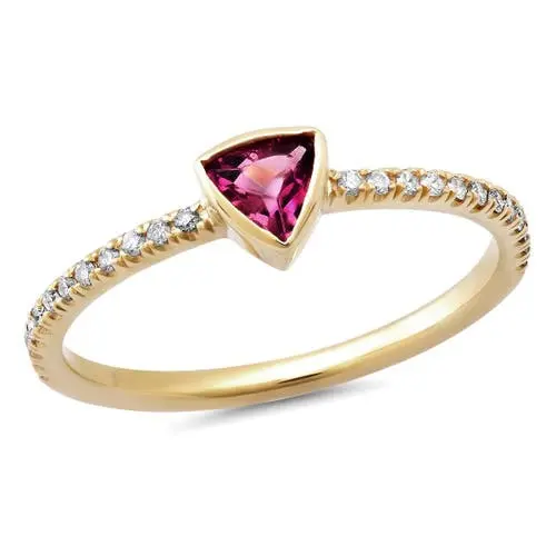ELLIOT YOUNG 14k Yellow Gold Diamond And Gemstone Band - Pink Tourmaline
