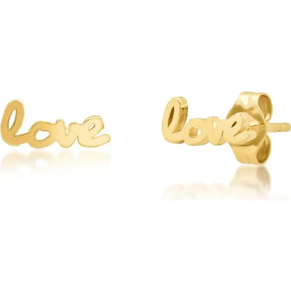 ELLIOT YOUNG Use Your Words "love" 14k Stud Earrings - Gold