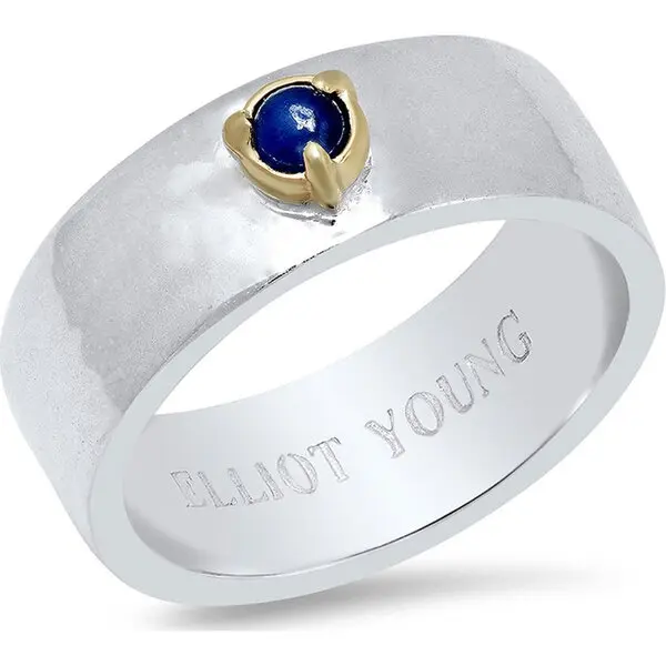 ELLIOT YOUNG Liquid Metal Wide Band Ring - Sapphire