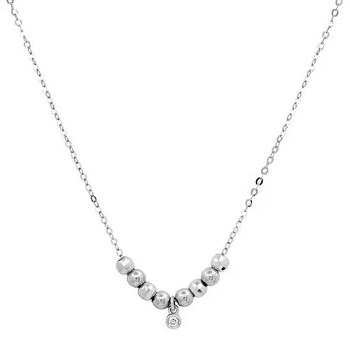 ELLIOT YOUNG Moveable Beaded Diamond Drop Necklace - White Gold