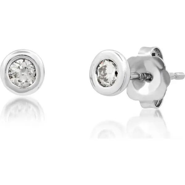 ELLIOT YOUNG 14k Gold Diamond Bezel Stud Earring - White Gold