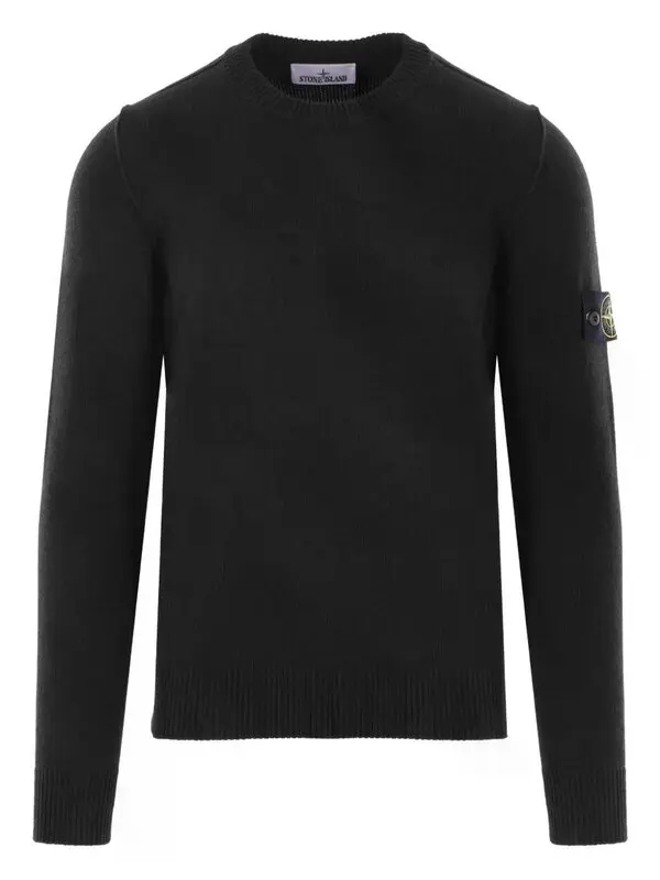 Stone Island Ribbed-knit Crew-neck Sweater - Black