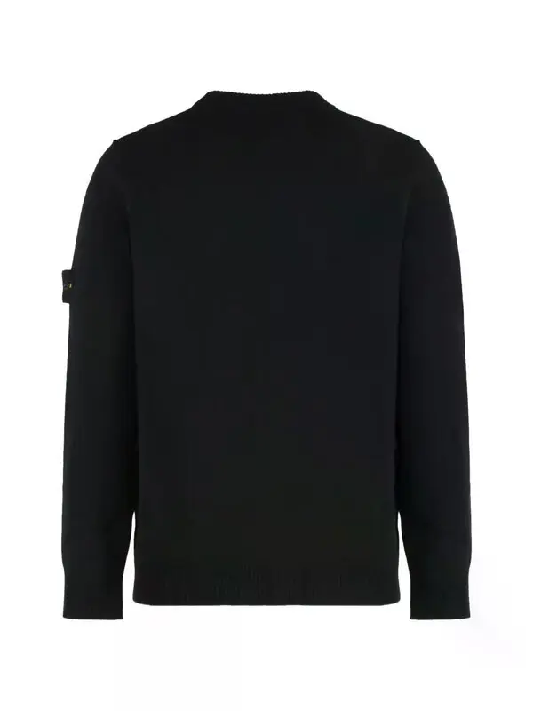 Stone Island Ribbed-knit Crew-neck Sweater - Black