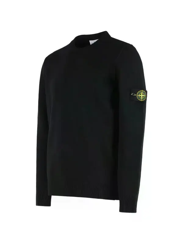 Stone Island Regular-fit Crew-neck Jumper With Ribbed Trims - Black