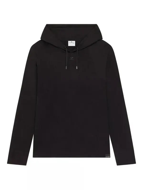 COURREGES Asymmetrical Cropped Hoodie - Black