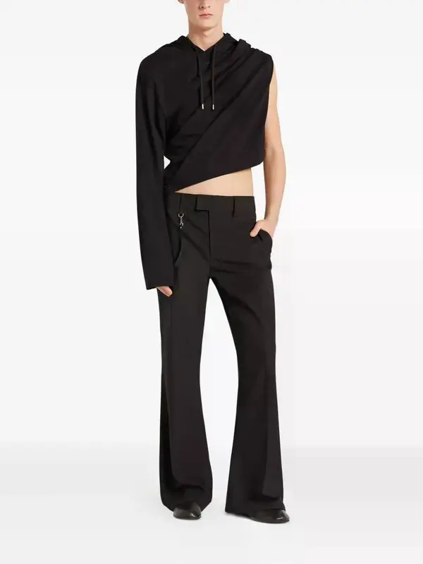 COURREGES Asymmetrical Cropped Hoodie - Black