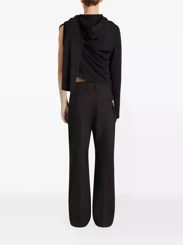 COURREGES Asymmetrical Cropped Hoodie - Black