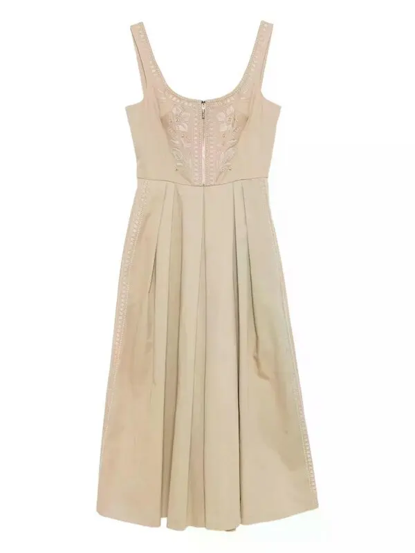 Elie Saab Embroidered Gabardine Dress - Grey