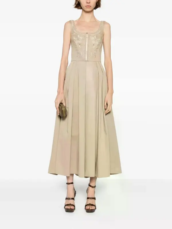 Elie Saab Embroidered Gabardine Dress