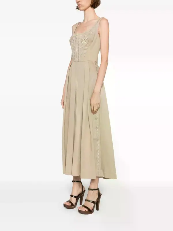 Elie Saab Embroidered Gabardine Dress