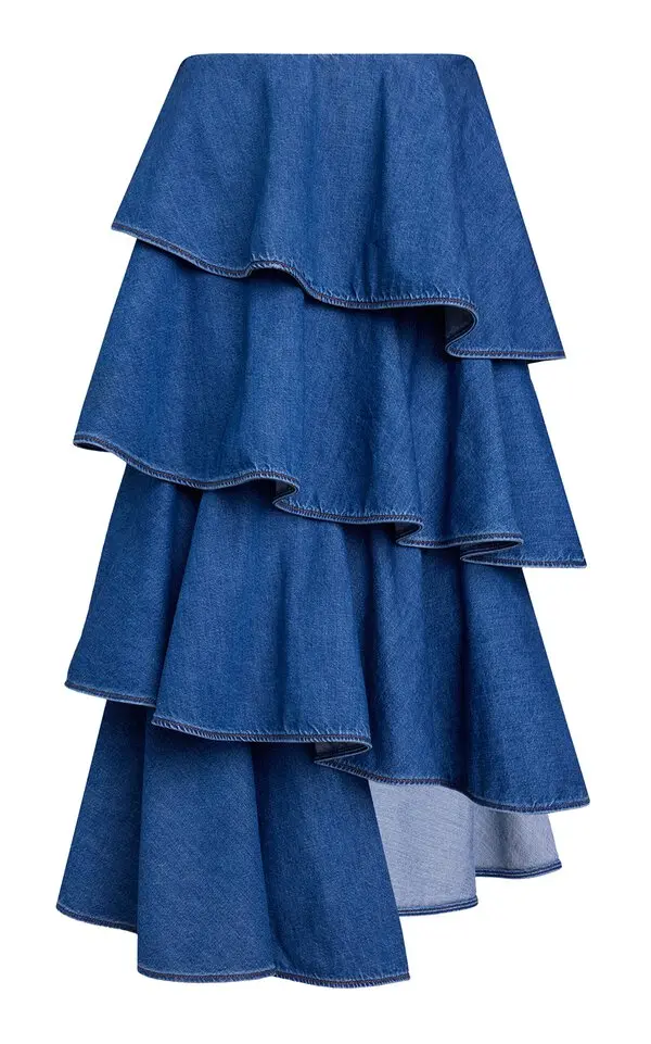 Alaïa Spiral Denim Skirt - Blue