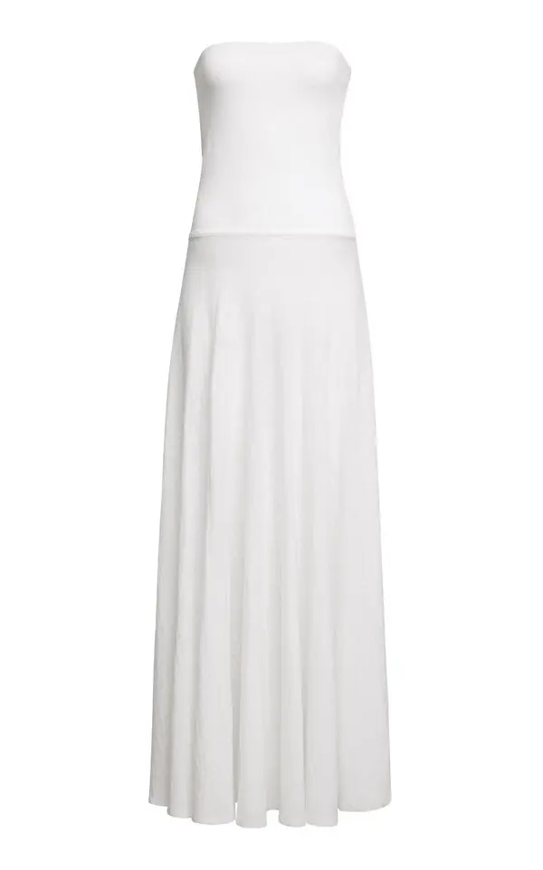 Alaïa Strapless Linen Maxi Dress
