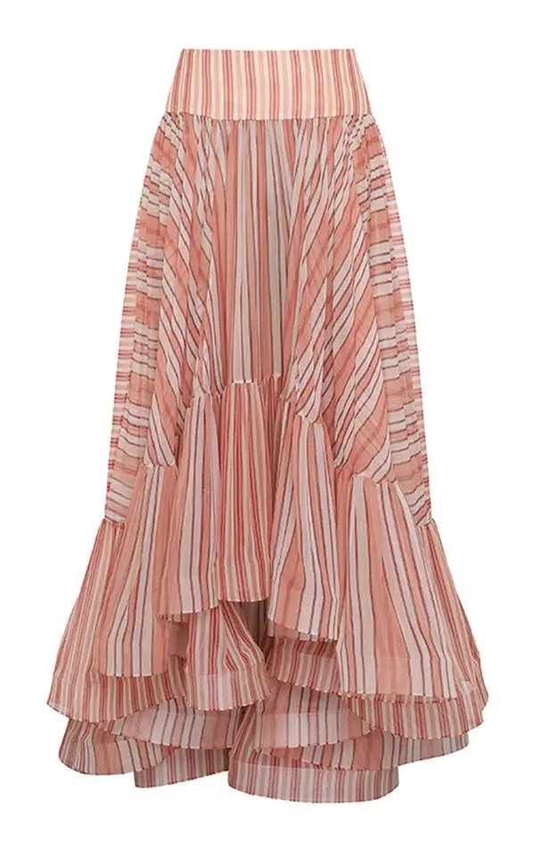 Zimmermann Rebellion Bohemian Chiffon Midi Skirt - Stripe