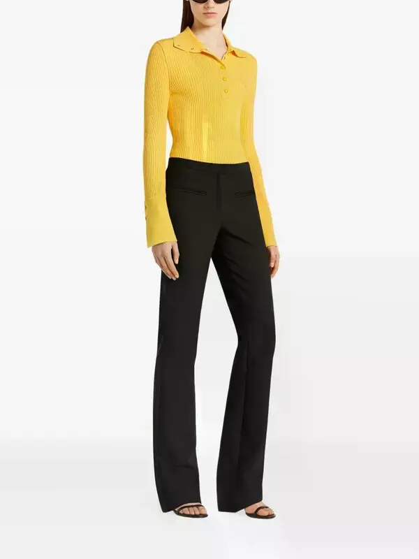 COURREGES Ribbed-knit Polo Top - Yellow