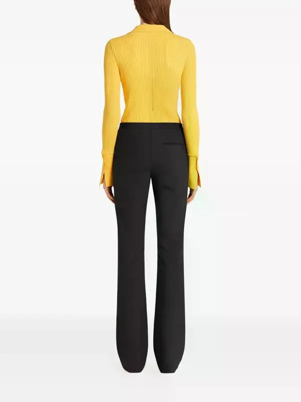 COURREGES Ribbed-knit Polo Top - Yellow