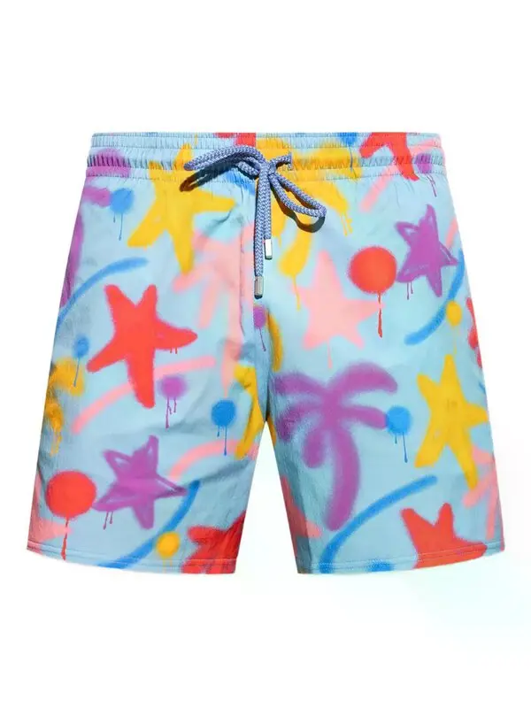 Palm Angels Spray-paint Swim Shorts - Blue