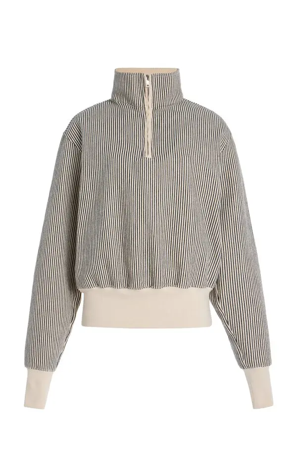 LES TIEN Bailey Cropped Half-zip Sweatshirt