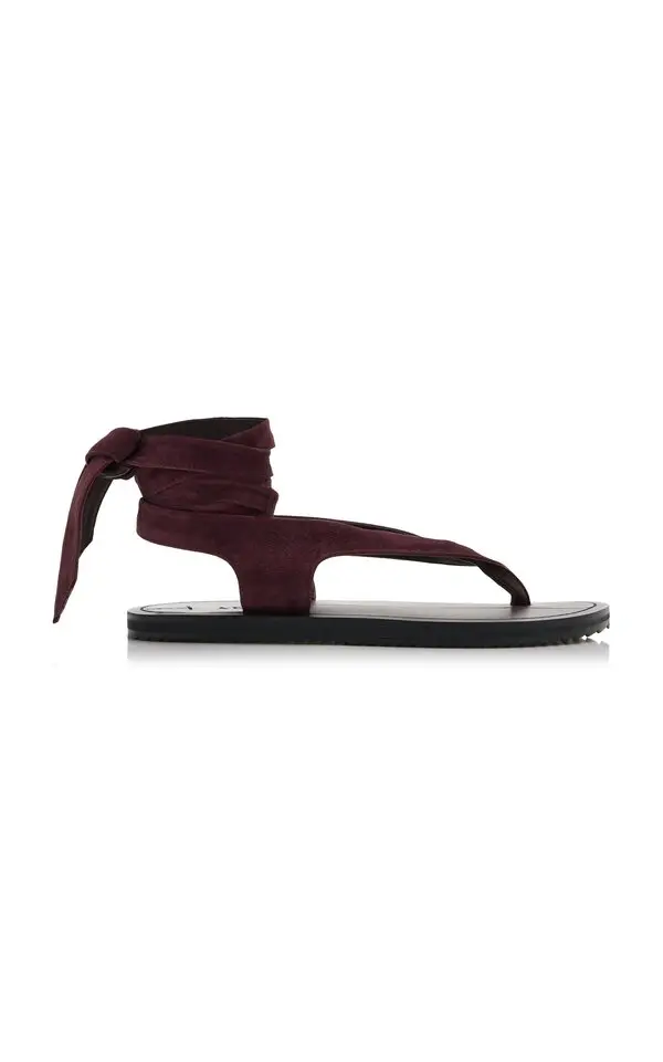 A.emery Elmer Lace-up Suede Sandals - Burgundy