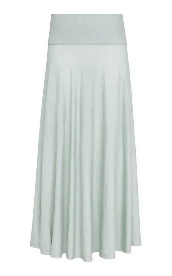 Alaïa Knit Wool Maxi Skirt - Light Blue