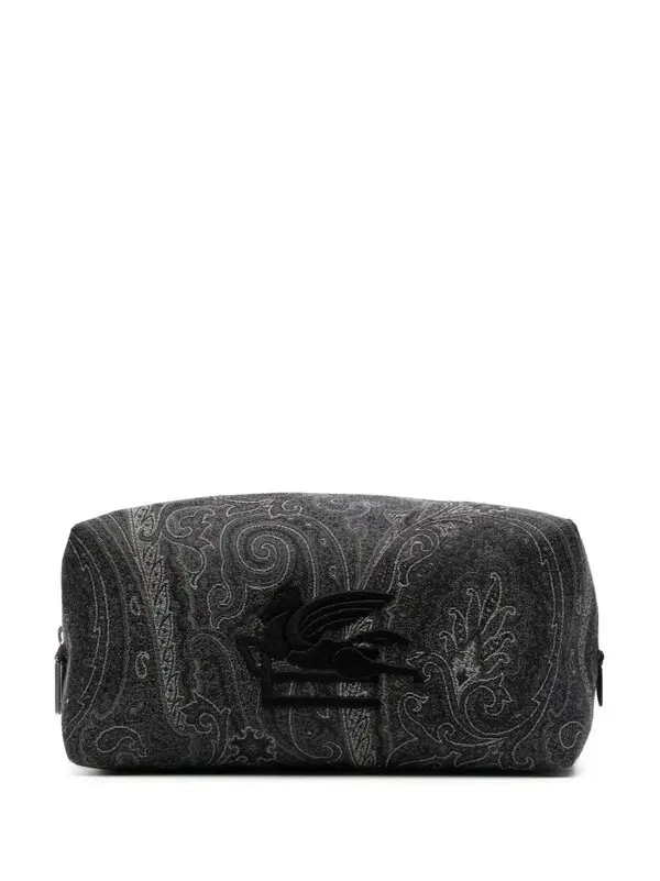 Etro Paisley-print Zipped Wash Bag - Black