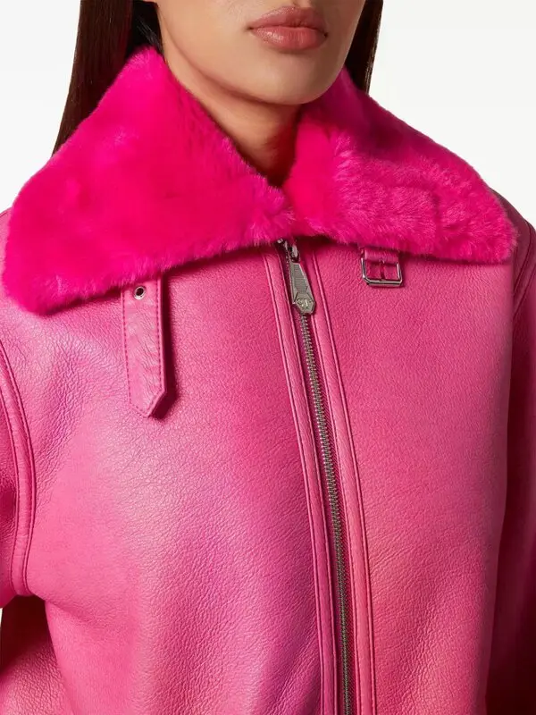 Philipp Plein Faux Fur Trimmed Pilot Coat