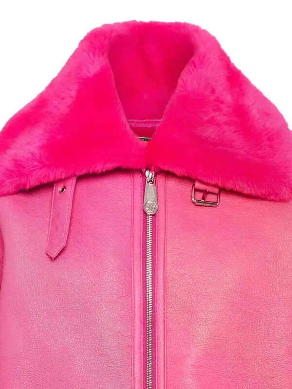 Philipp Plein Faux Fur Trimmed Pilot Coat