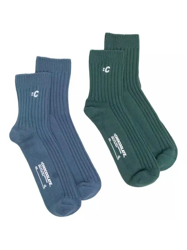 CHOCOOLATE Letter-embroidered Ankle Socks - Green