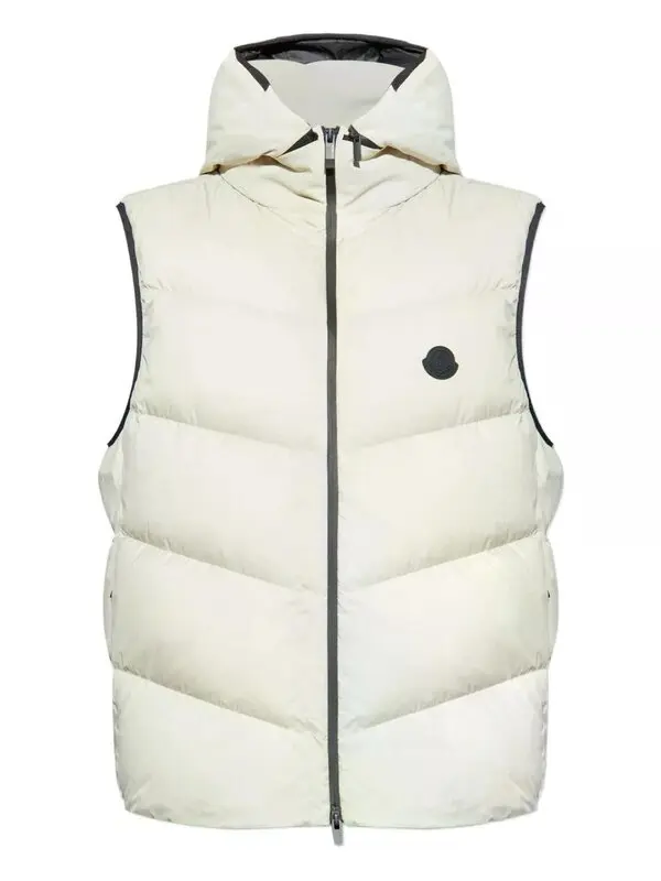 Moncler Quilted Padded Gilet With Hood - Grey