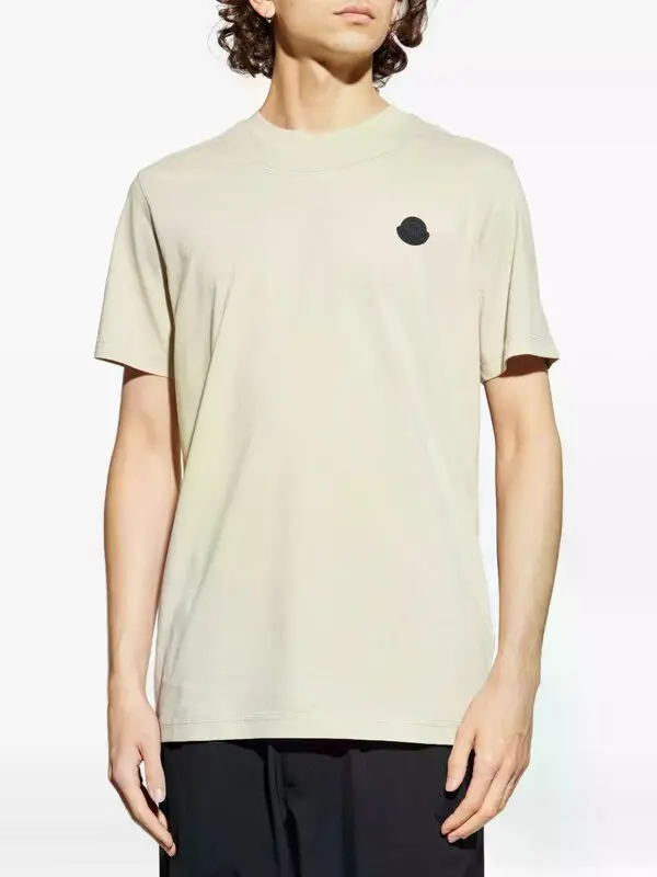 Moncler Logo-patch Cotton T-shirt - Neutrals