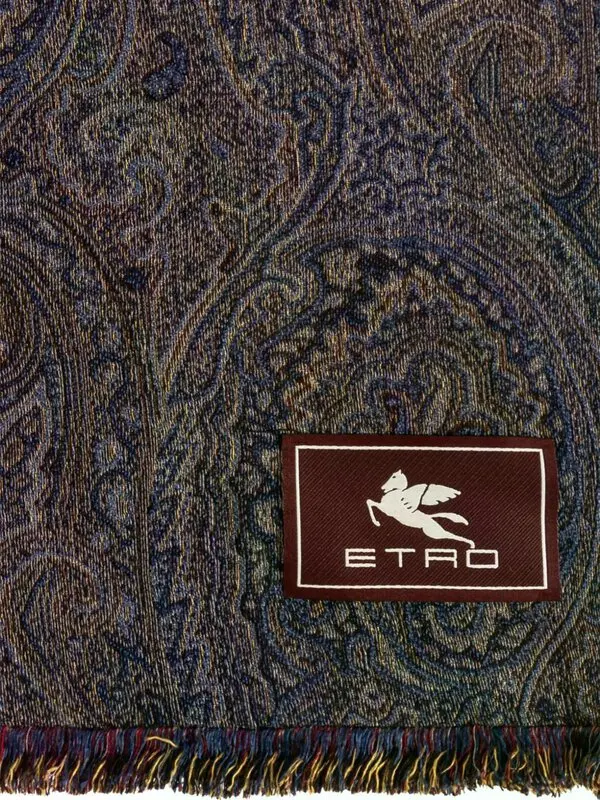 Etro Paisley-pattern Fringed Scarf - Grey